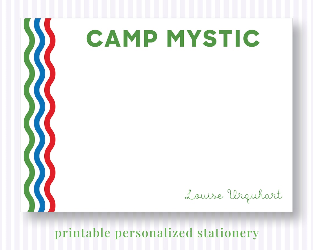 Printable Personalized Camp Mystic Stationery - Squiggles - Etsy