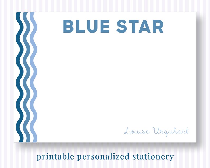 Printable Personalized Camp Blue Star Stationery - Squiggles - Etsy