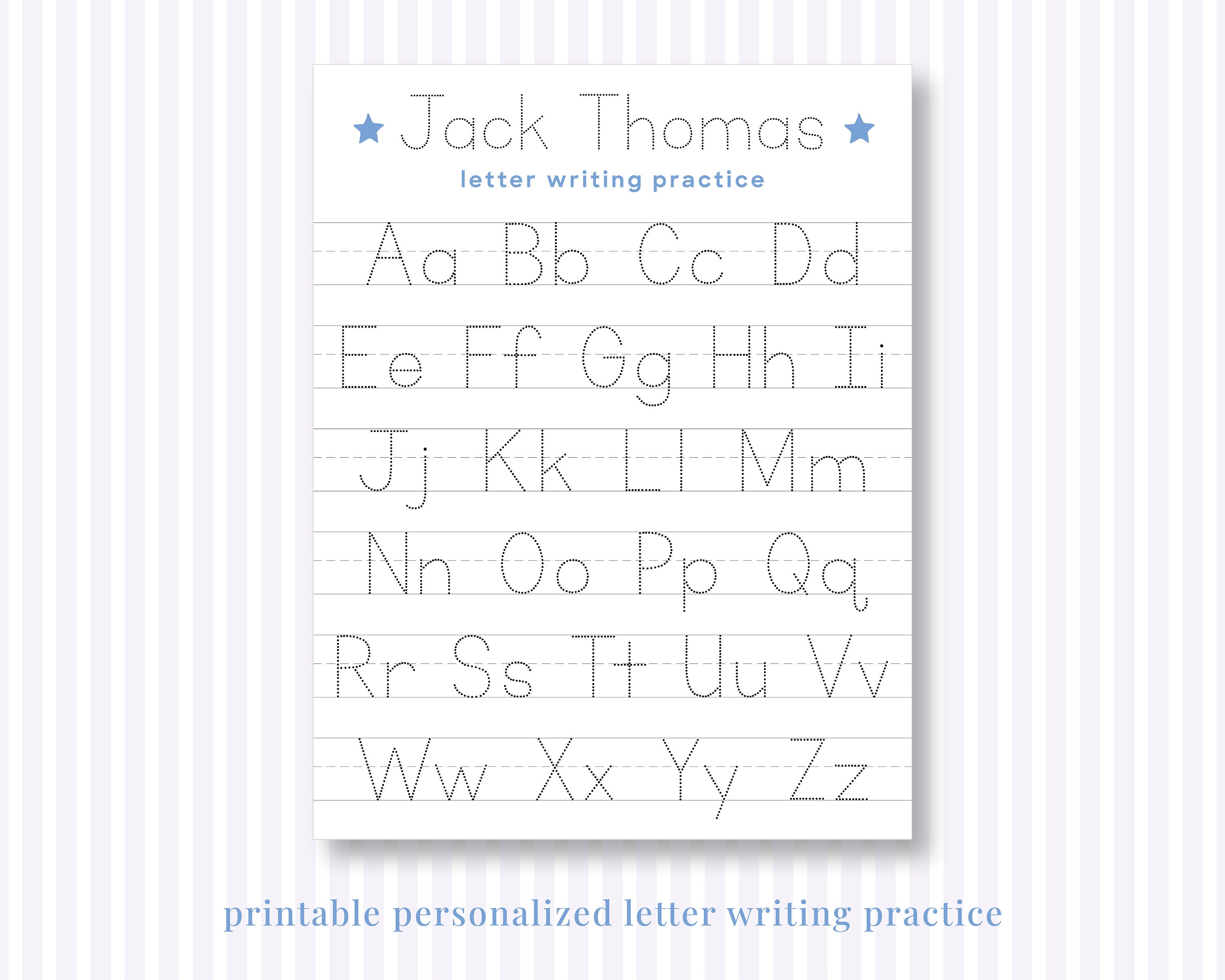 Printable Personalized Letter Writing Practice Sheet - Boy - Etsy