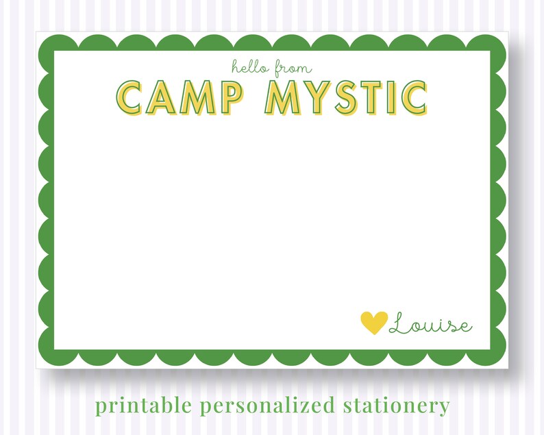Printable Personalized Camp Mystic Stationery - Etsy