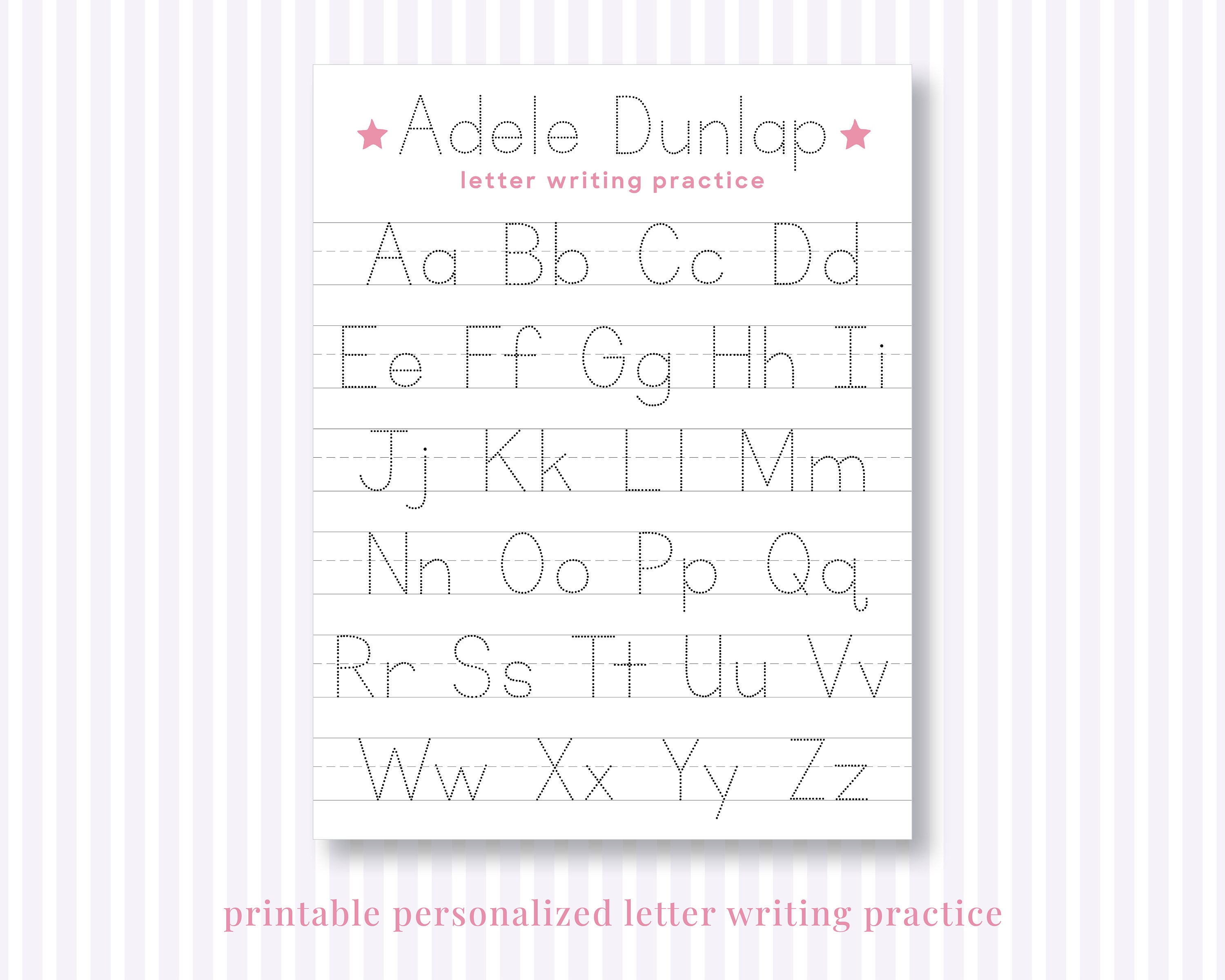 Printable Personalized Letter Writing Practice Sheet - Girl - Etsy
