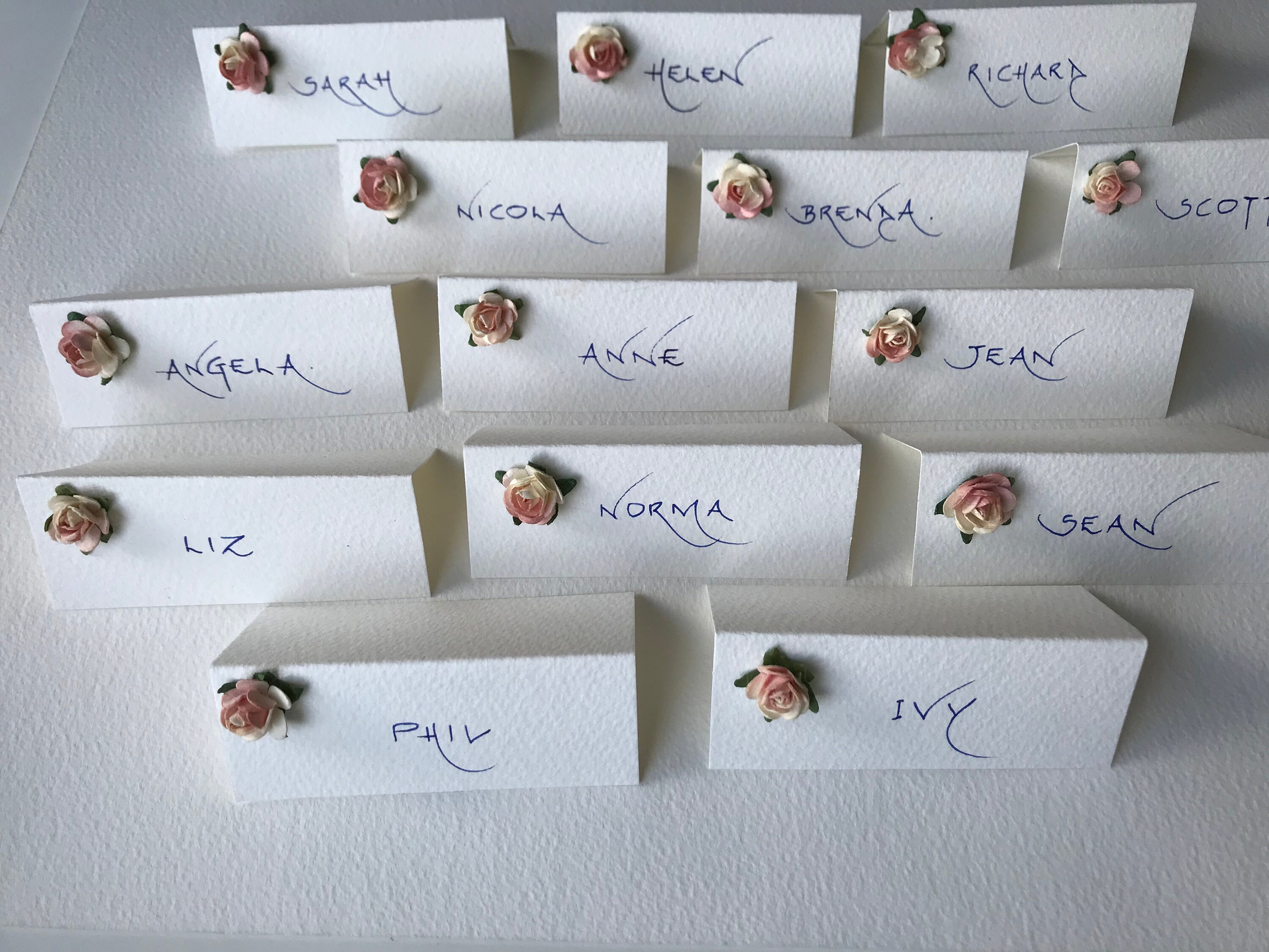 Personalised Handwritten Calligraphy Flower Place Cards Name Cards ...