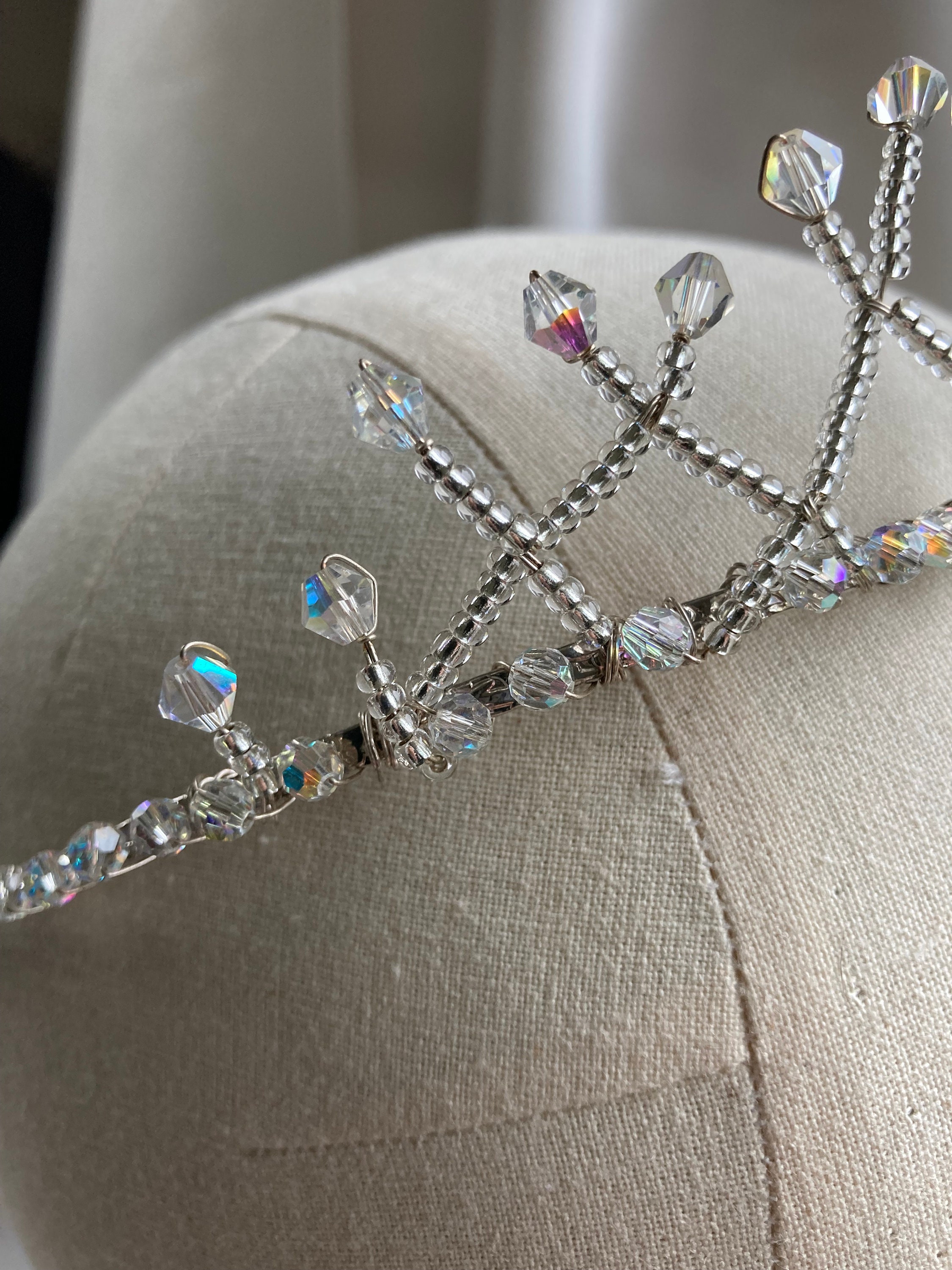 Modern Silver Sparkly Beaded Tiara Hairband - Wedding Tiara, Bridesmaid ...