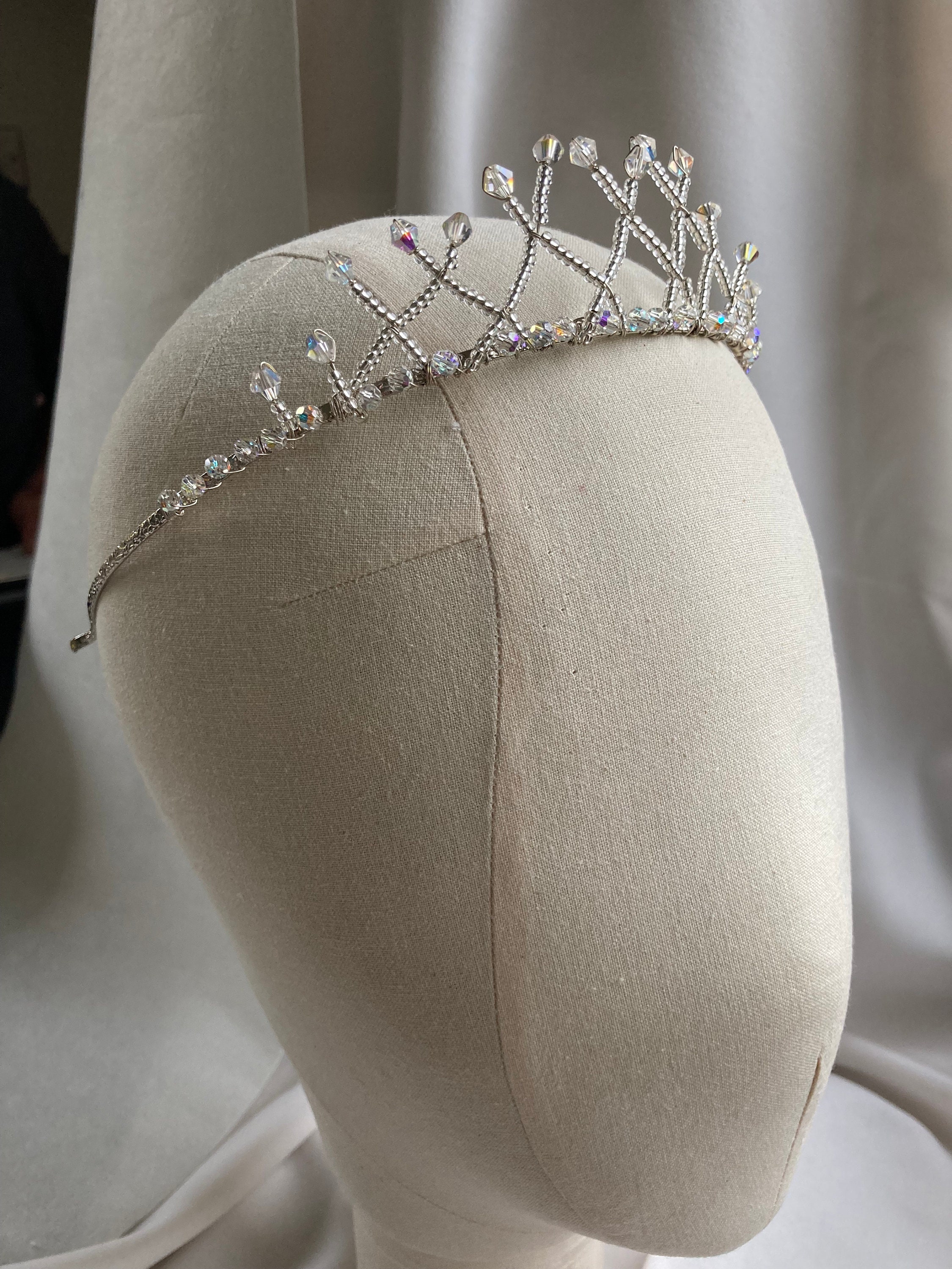 Modern Silver Sparkly Beaded Tiara Hairband - Wedding Tiara, Bridesmaid ...