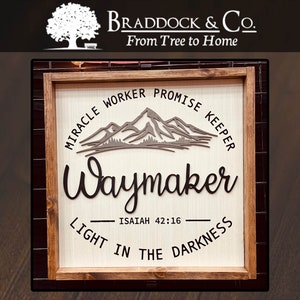Waymaker Sign / Scripture Wall Art / Farmhouse Decor / Framed Wall Art ...