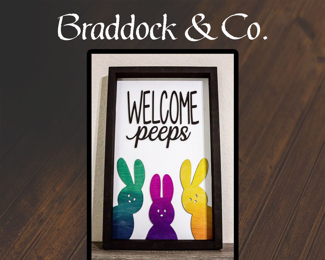 Welcome Peeps Sign | Easter Home Decor | Bunny Sign | Spring Sign ...