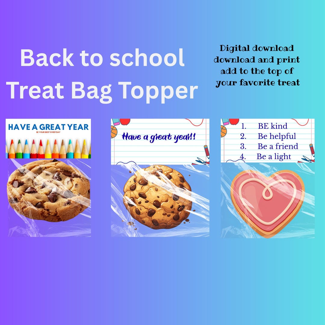 Back to School Treat Bag Toppers Printable First Day of School Tags ...
