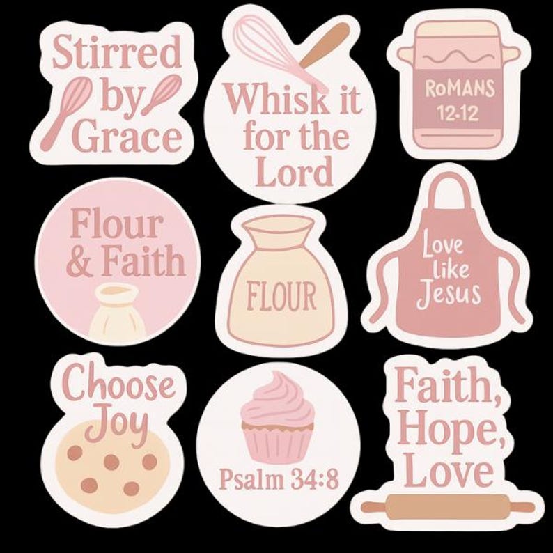 Christian Baking Stickers Bundle: Faith-based Kitchen Decor (printable ...