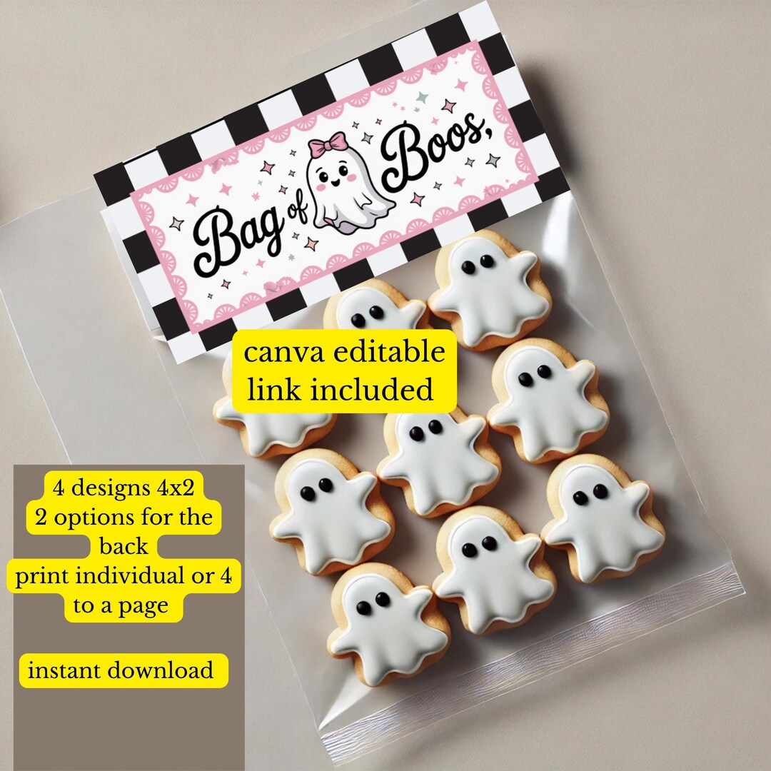 Coquette Ghost Bag of Boo's Halloween Booed Printable Bundle Bag ...