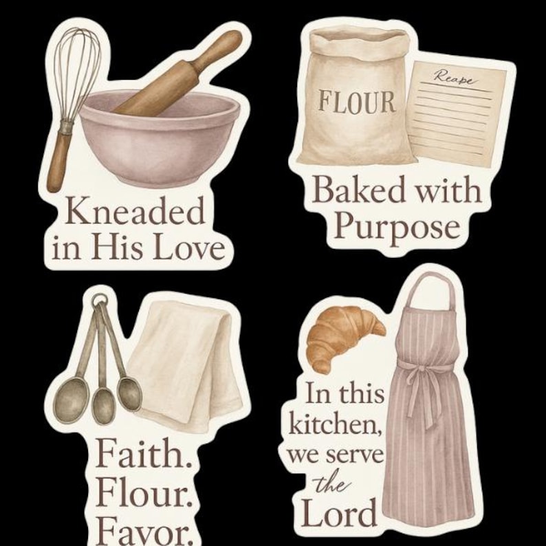 Christian Baking Stickers Bundle: Faith-based Kitchen Decor (printable ...