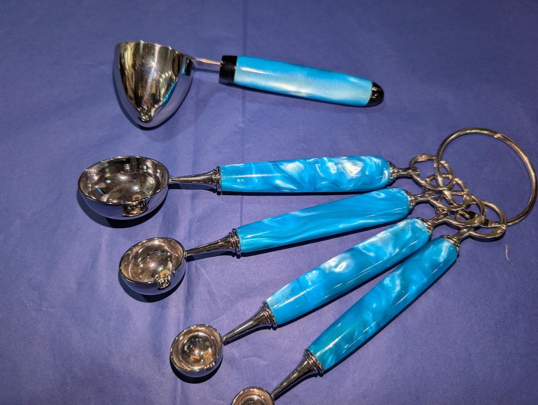 Handmade Blue Measuring Spoons Set With Coffee Scoop - Etsy