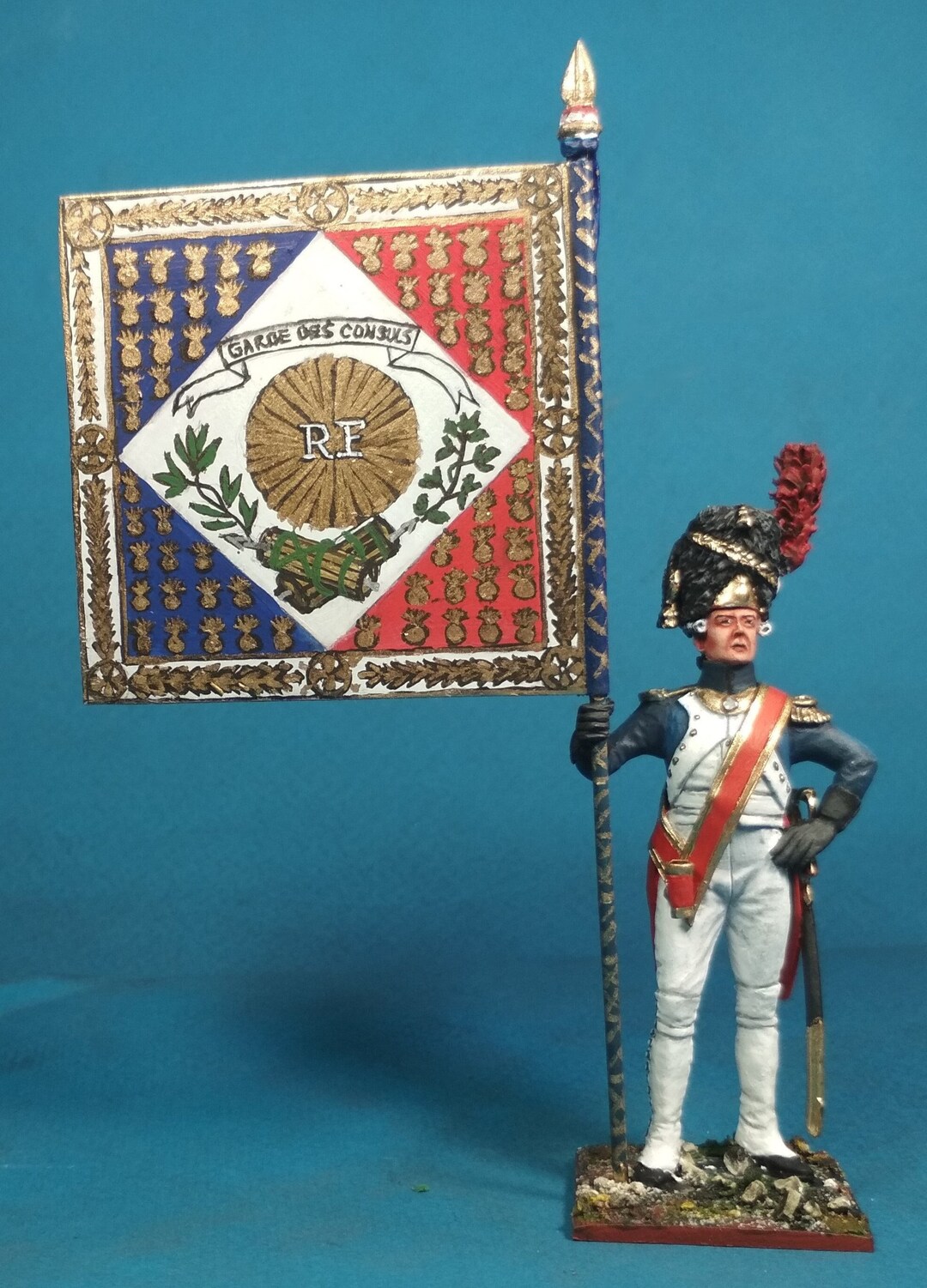 French Standard Bearers Napoleonic Painted Figurine 1/30 - Etsy