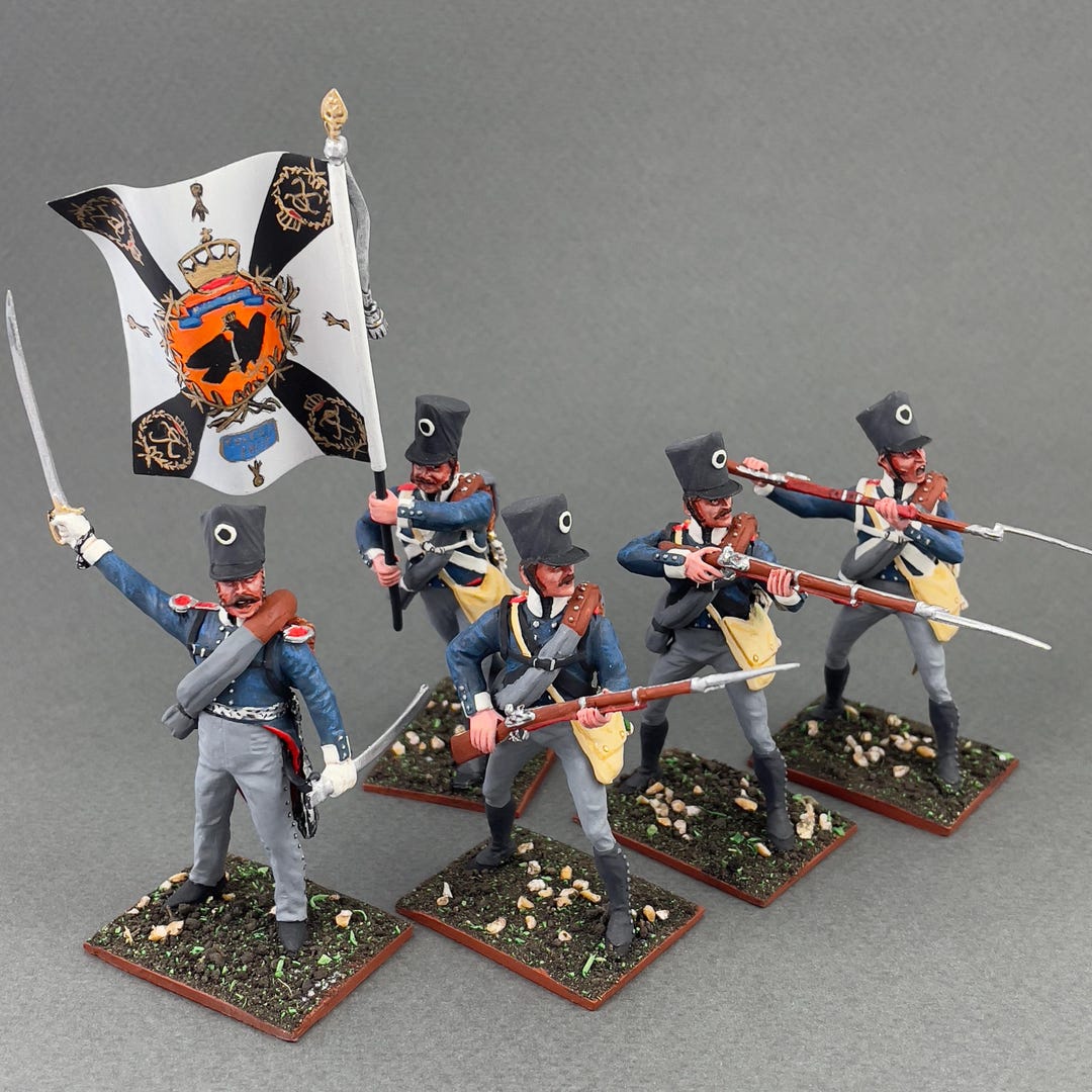 Painted Napoleonic Miniature 1/30 Scale, Prussian 9th Line Infantry in ...