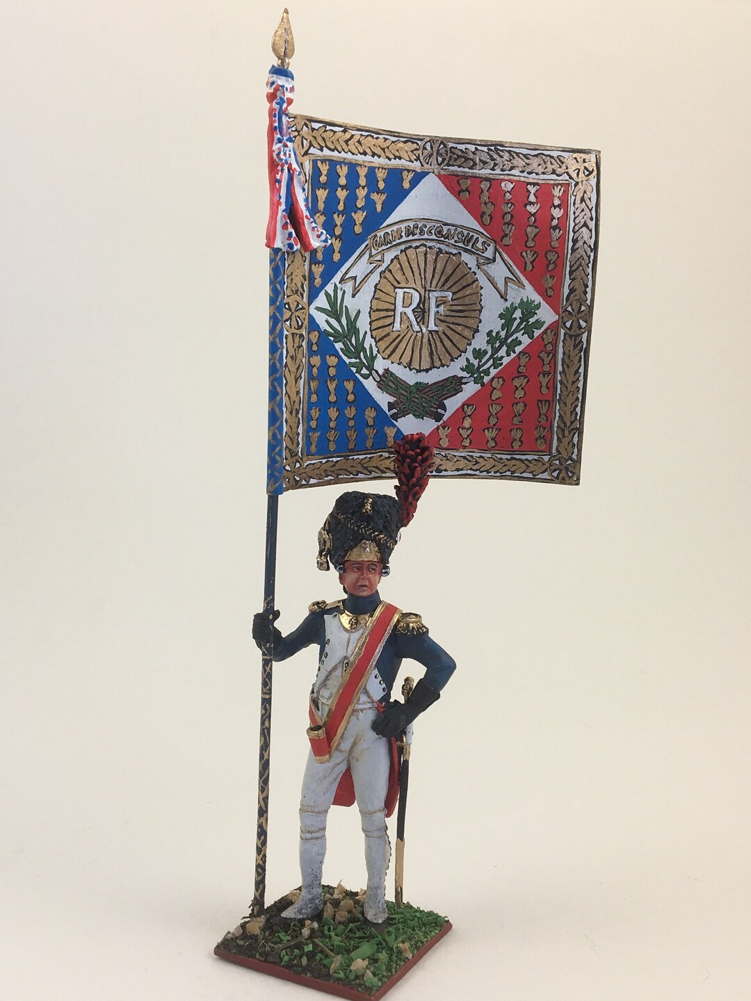 French Standard Bearers, Napoleonic Painted Figurine 1/30 Scale, Tin ...