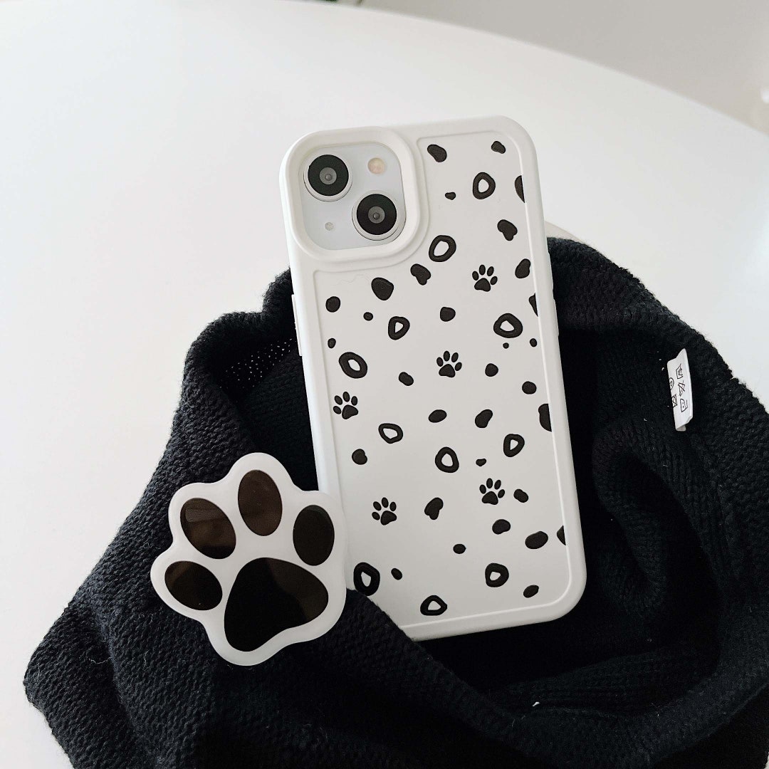 Dog Paw Print Doodle Cute Mom Gift Black Shockproof Phone Case - Etsy