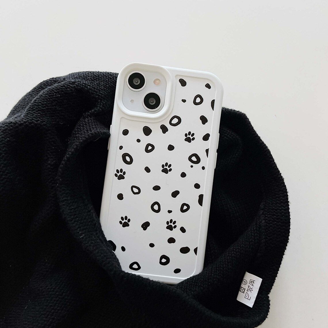 Dog Paw Print Doodle Cute Mom Gift Black Shockproof Phone Case - Etsy