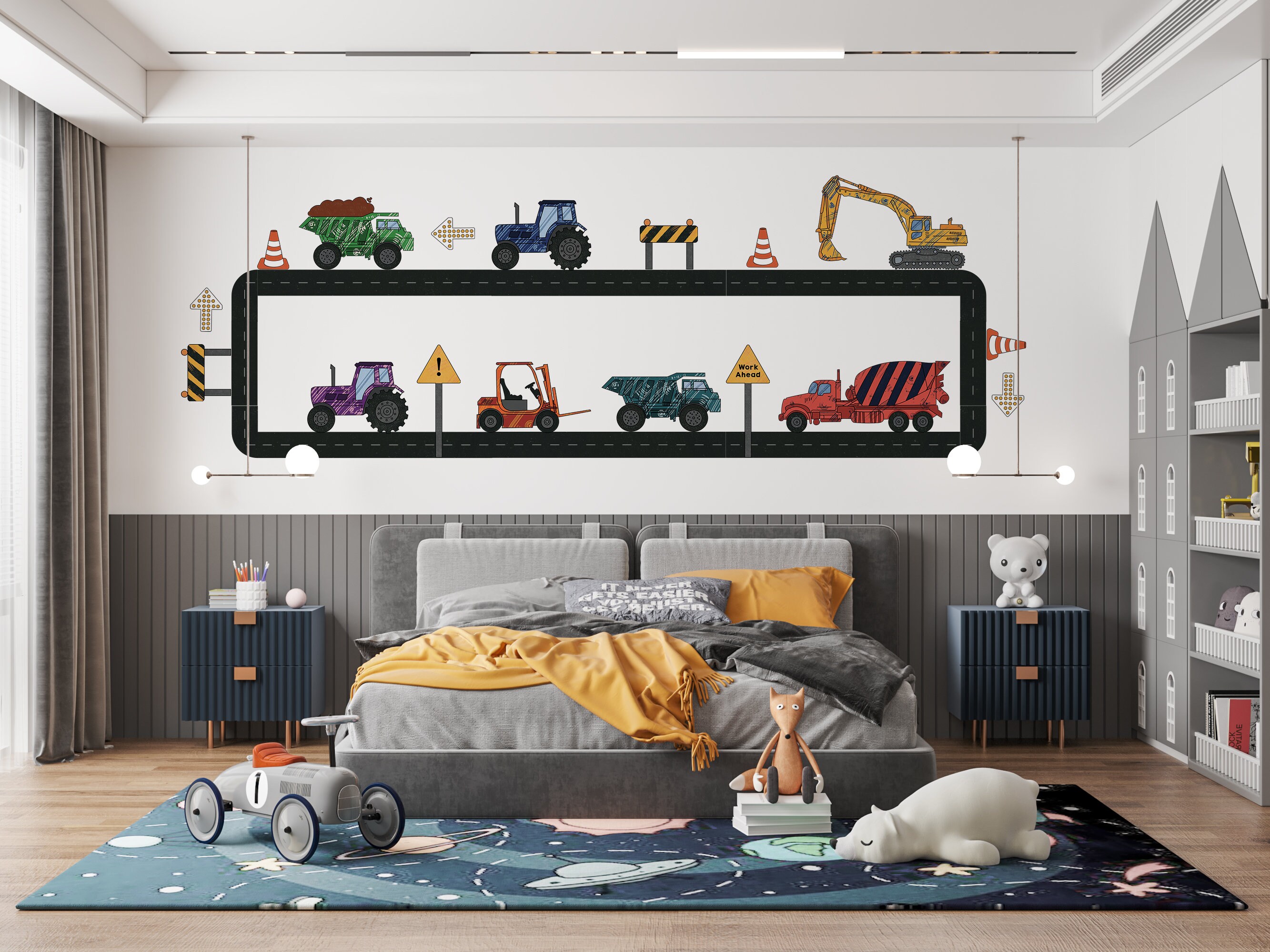 Removable Decal Set, Construction Decal Set, Wall Art , Decal Set, Kids ...