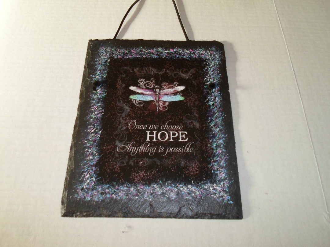 8x 10 Decoupage & Hand Painted Slate Roofing Tile Hope - Etsy