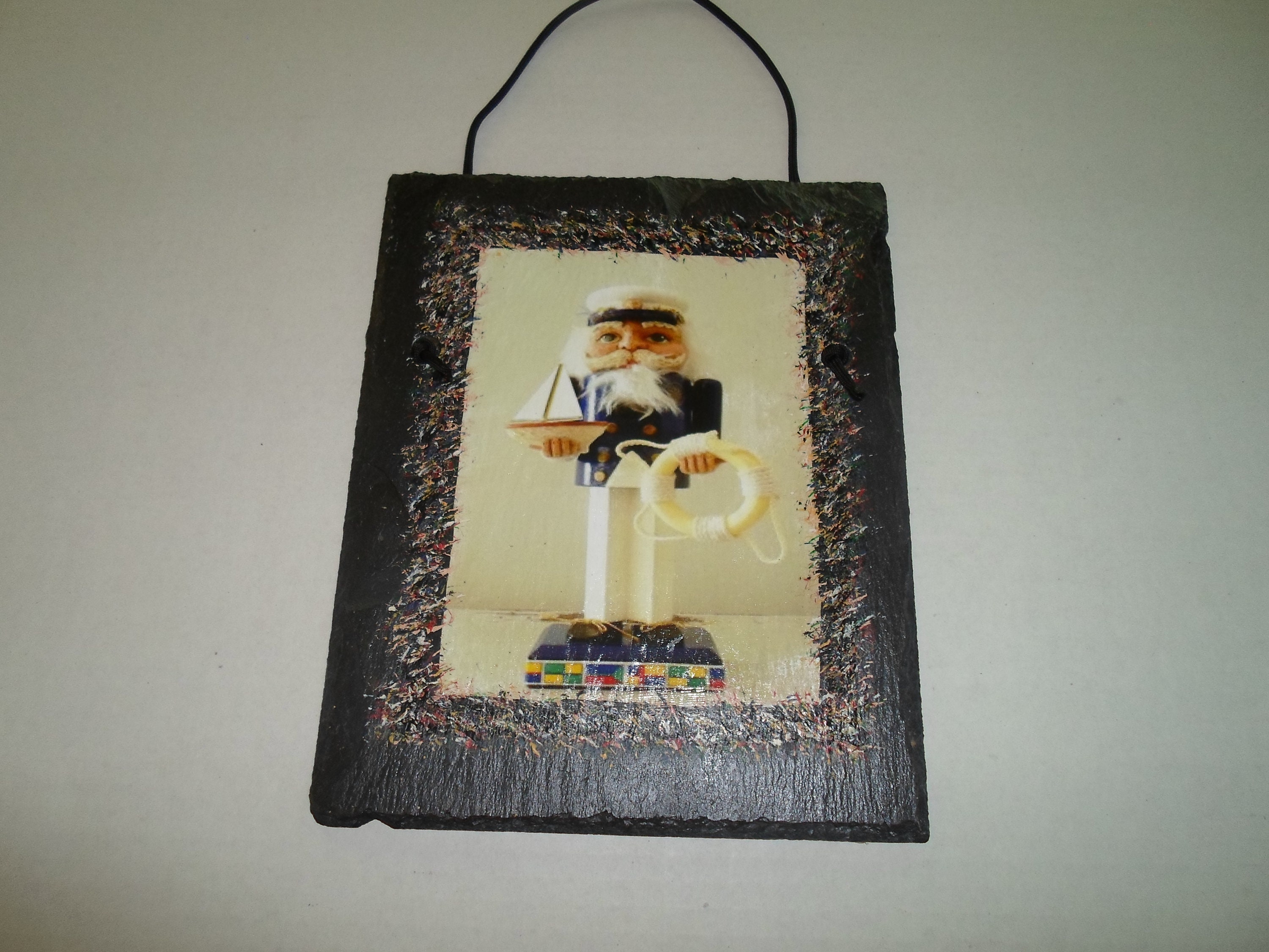 8x10 Decoupage & Hand Painted Slate Roofing Tile From Mainesea Captian ...