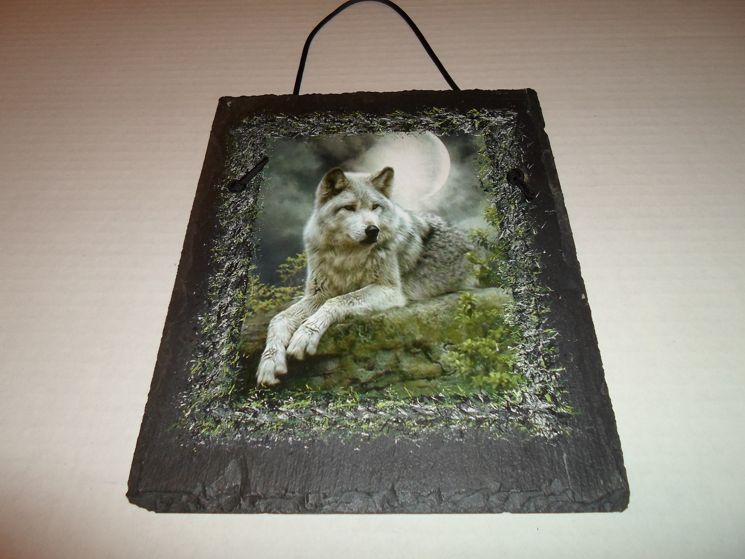 8x10 Decoupage & Hand Painted Slate Roofing Tile From Maine Wolf - Etsy