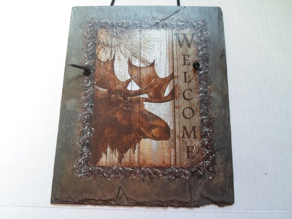 8x10 Decoupage & Hand Painted Slate Roofing Tile From Maine - Etsy
