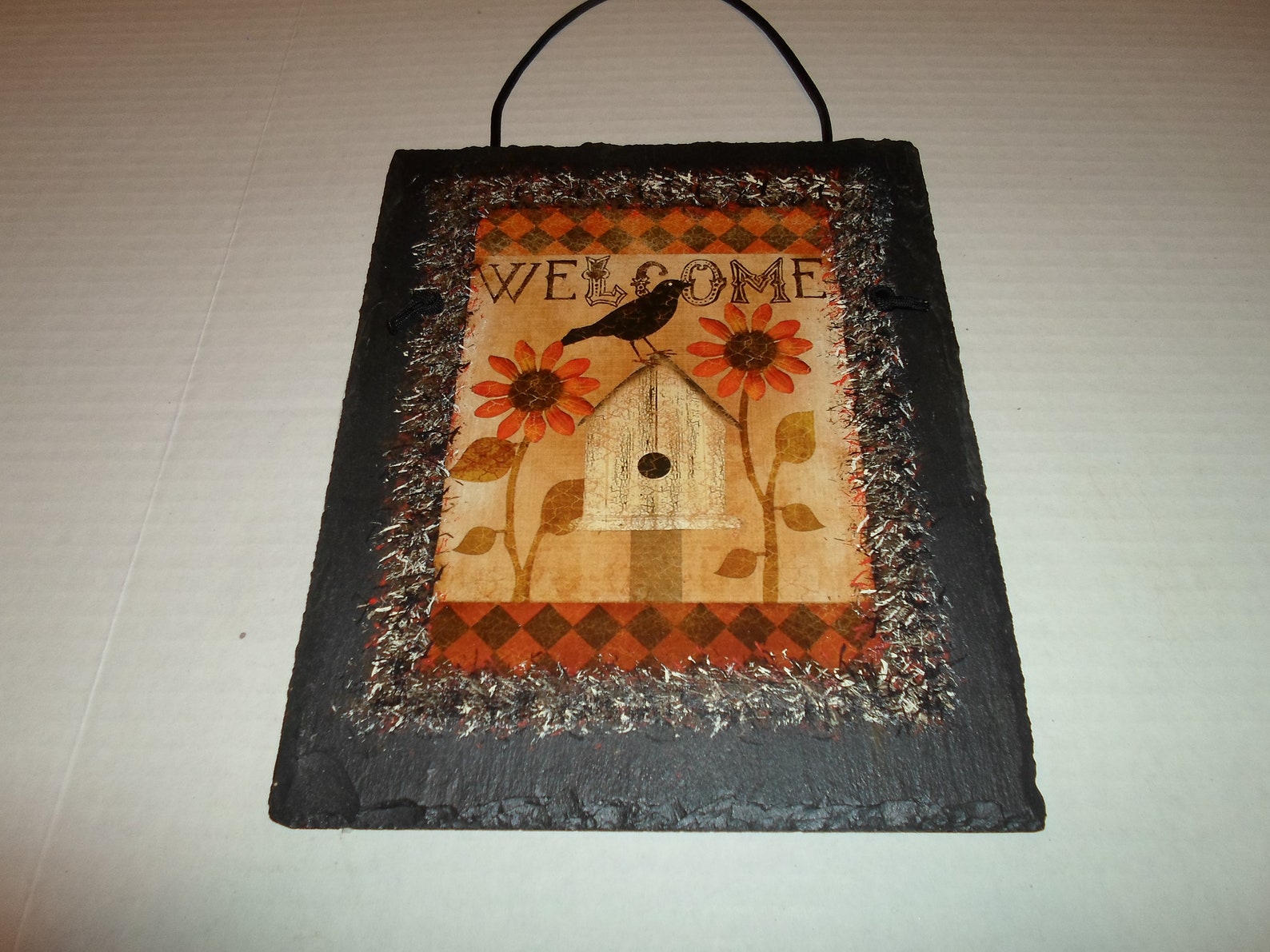8x10 Decoupage & Hand Painted Slate Roofing Tile Form Maine - Etsy