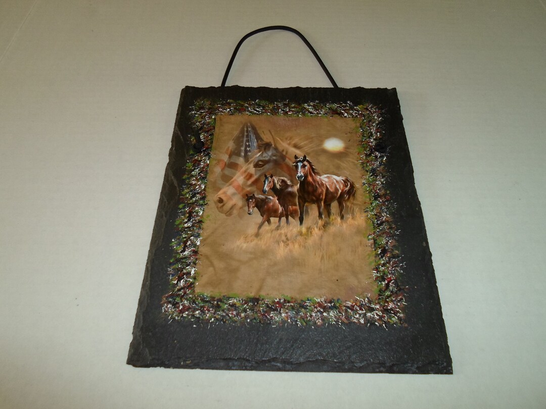 8x10 Decoupage & Hand Painted Slate Roofing Tile Form Maine - Etsy