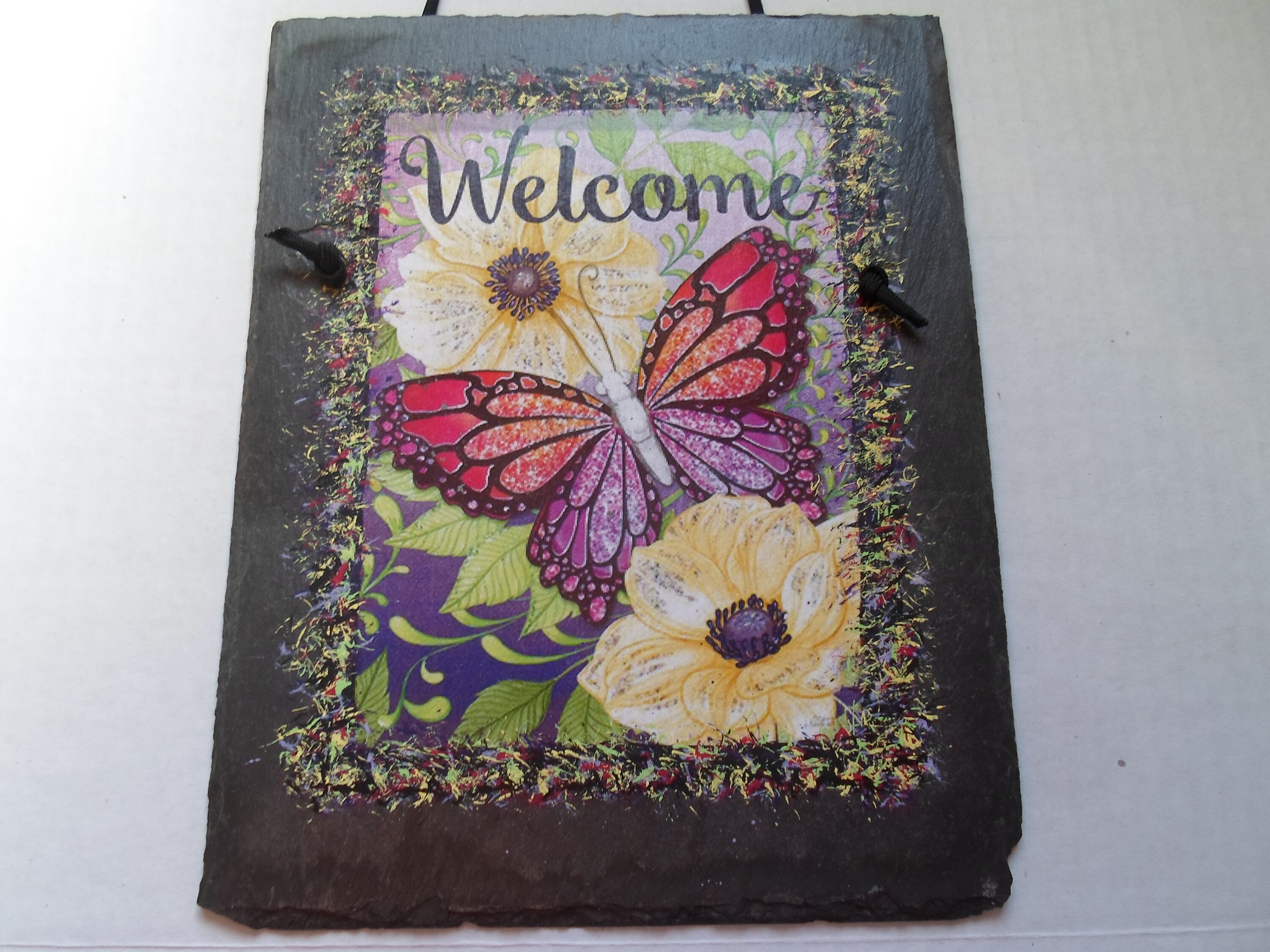 8x10 Decoupage & Hand Painted Slate Roofing Tile From Maine - Etsy