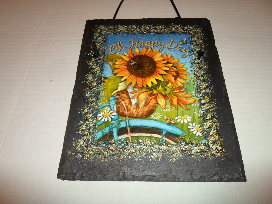 8x10 Decoupage & Hand Painted Slate Roofing Tile From Maine - Etsy