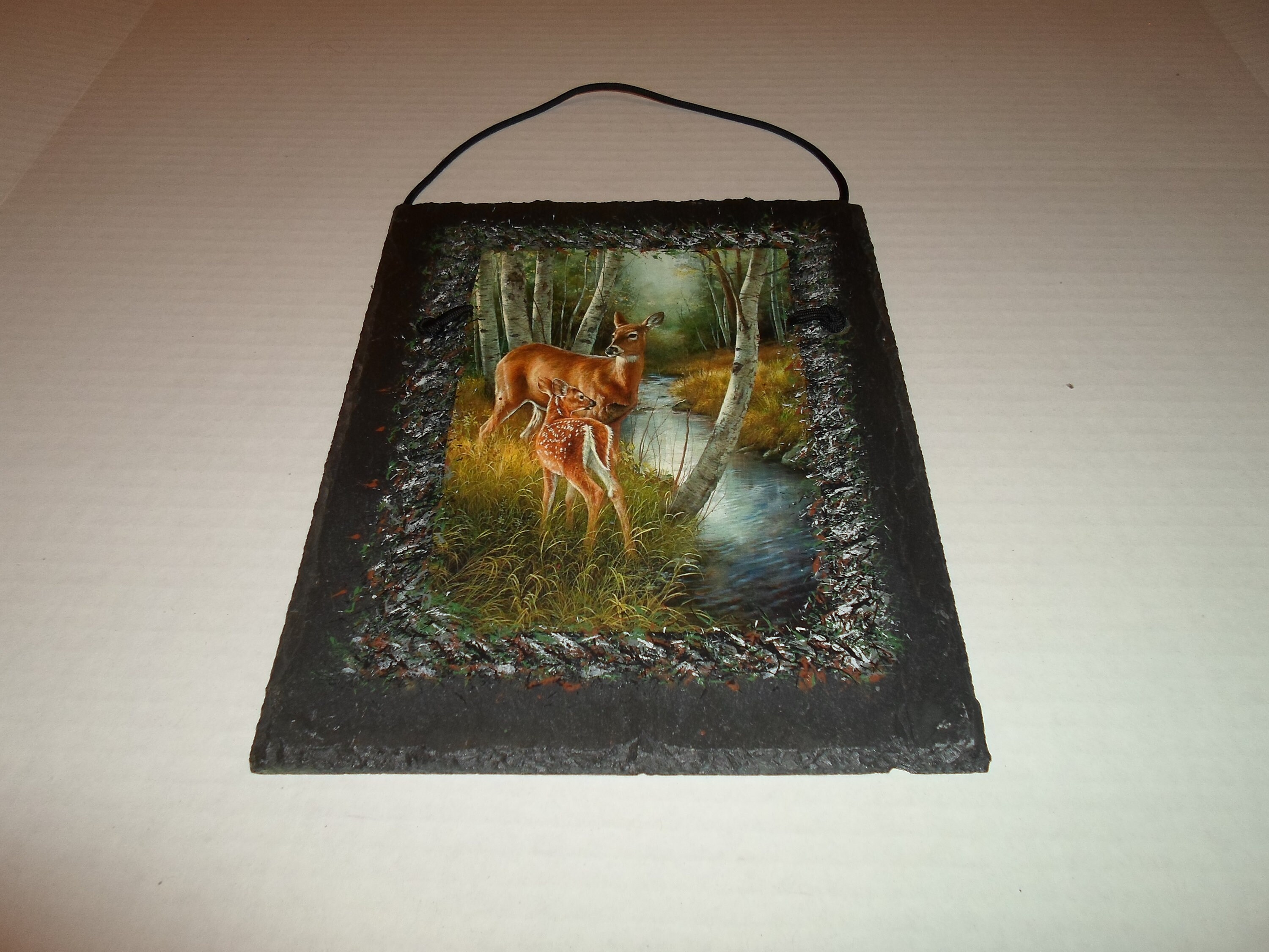 8x10 Decoupage & Hand Painted Slate Roofing Tile From Maine - Etsy