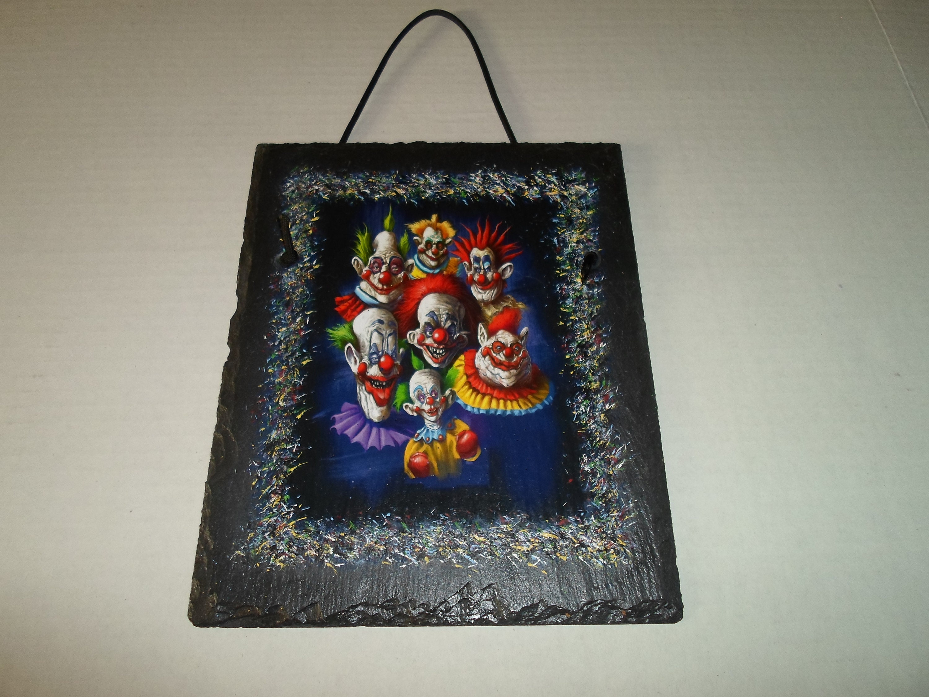 8x10 Decoupage & Hand Painted Slate Roofing Tile From Maine Clowns - Etsy