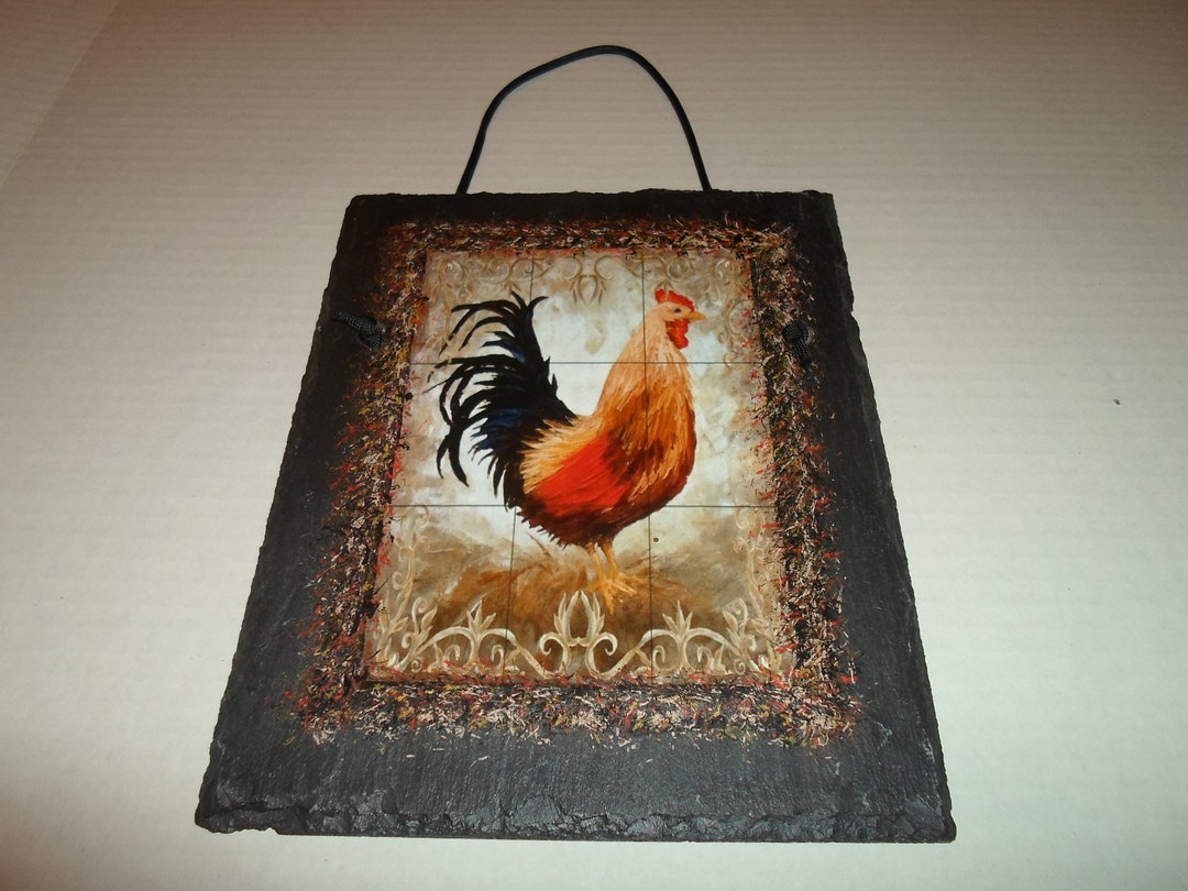 8x10 Decoupage & Hand Painted Slate Roofing Tile From Maine - Etsy