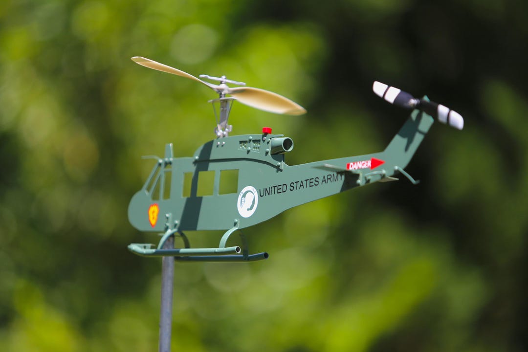 Huey UH-1H Helicopter, Handmade Whirligig, Weathervane, Windmill. Army ...