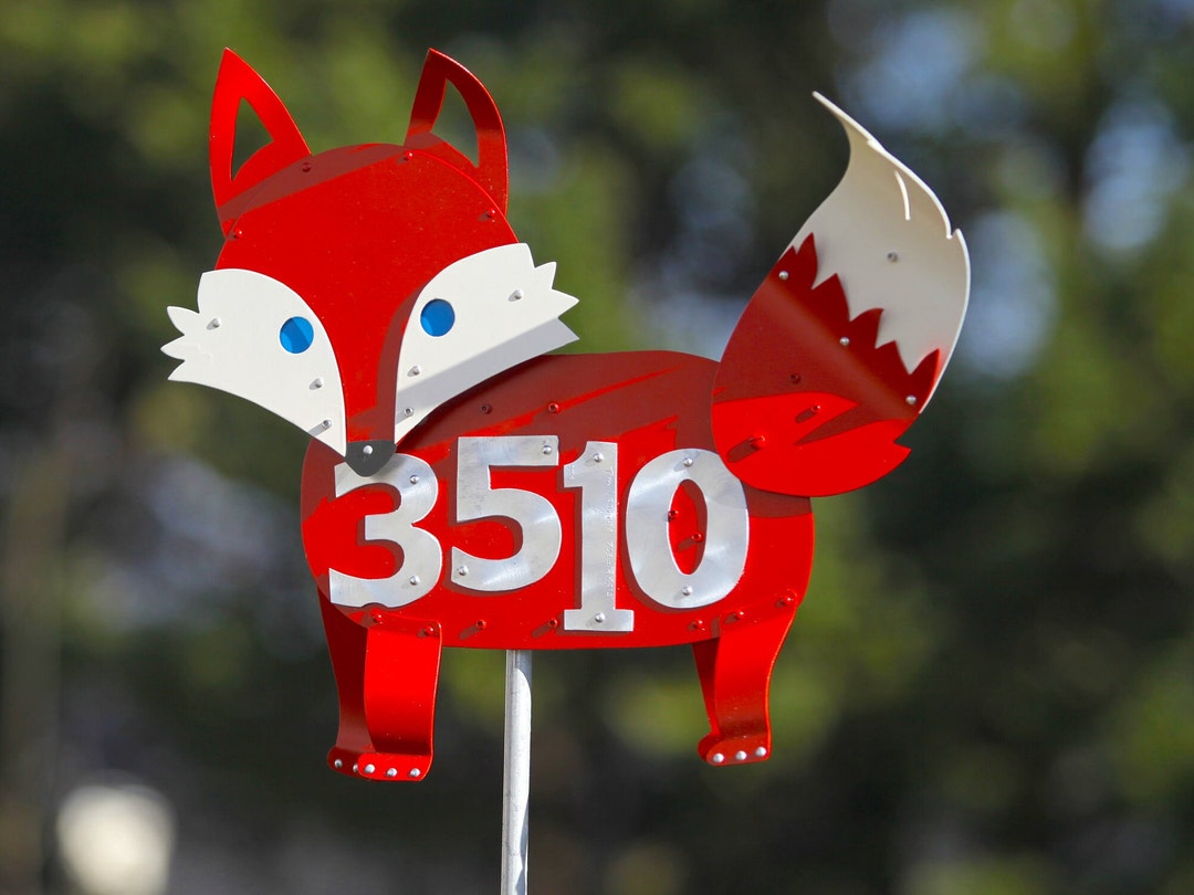 A Fox Animal House Number Sign With Your House Number. Street Sign. - Etsy