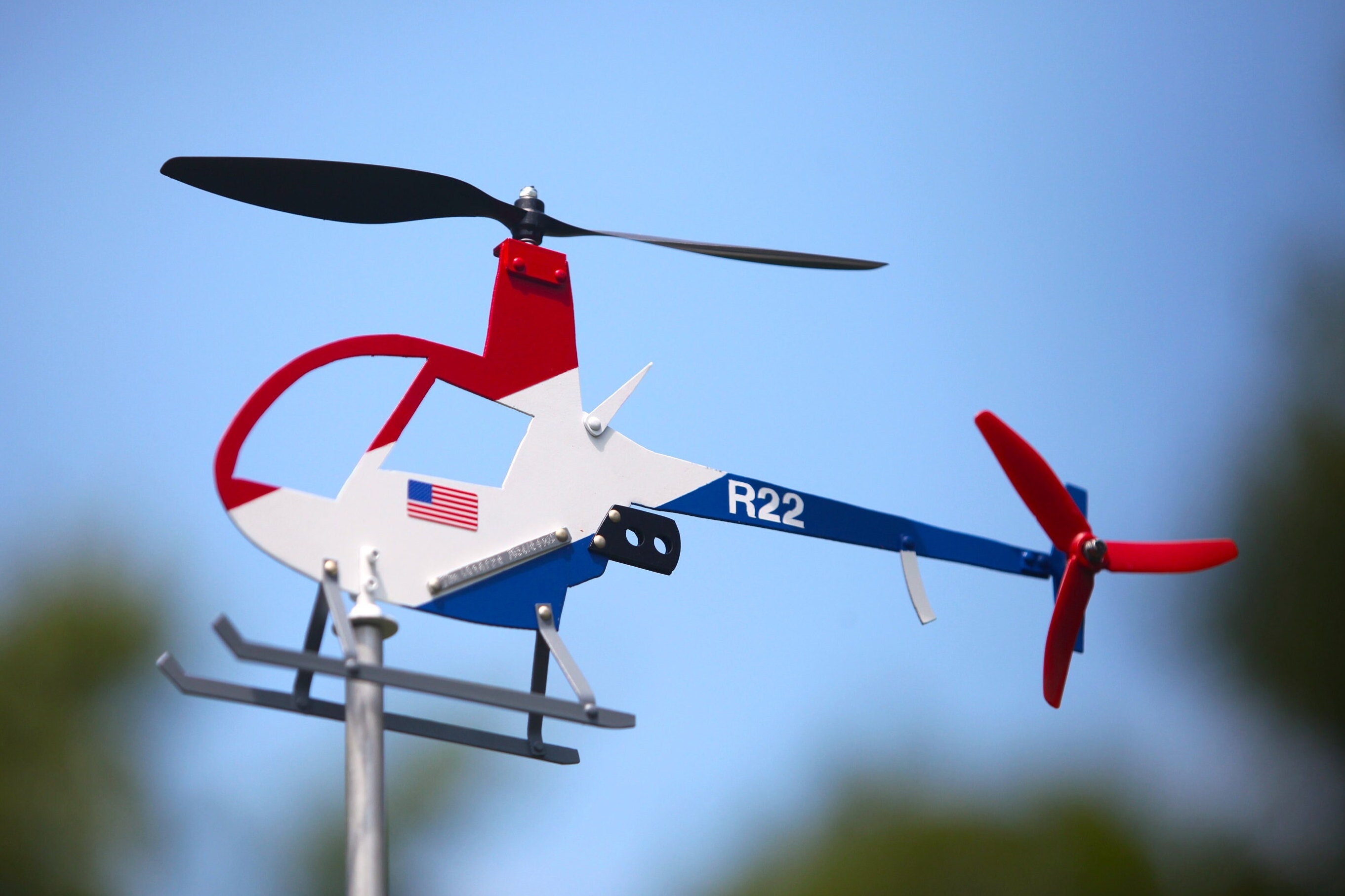 Robinson R22 Helicopter Weather Vane, Windmill, Whirligig. Yard Mobile ...