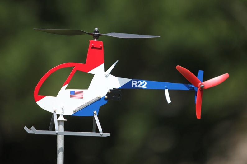 Robinson R22 Helicopter Weather Vane, Windmill, Whirligig. Yard Mobile ...
