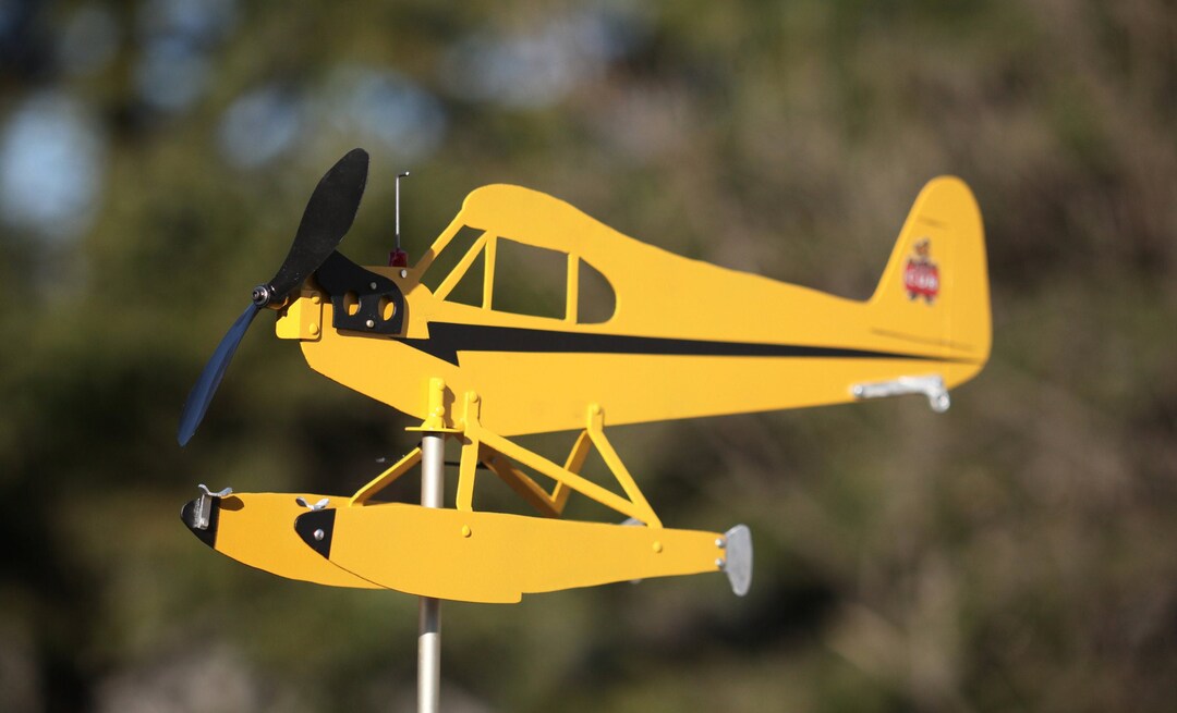 Piper J3 Cub Airplane on Floats, Weather Vane, Windmill, Whirligig ...