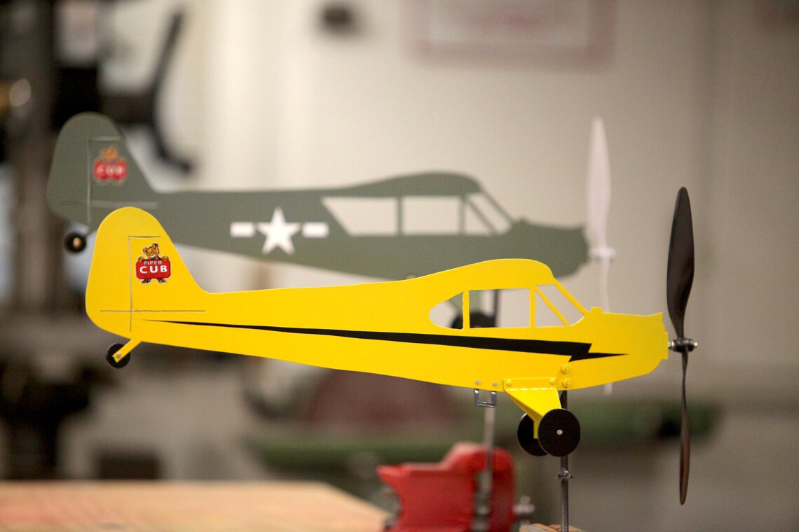 Piper J3 Cub Airplane Weathervane, Windmill, Whirlygig. Made Out of ...