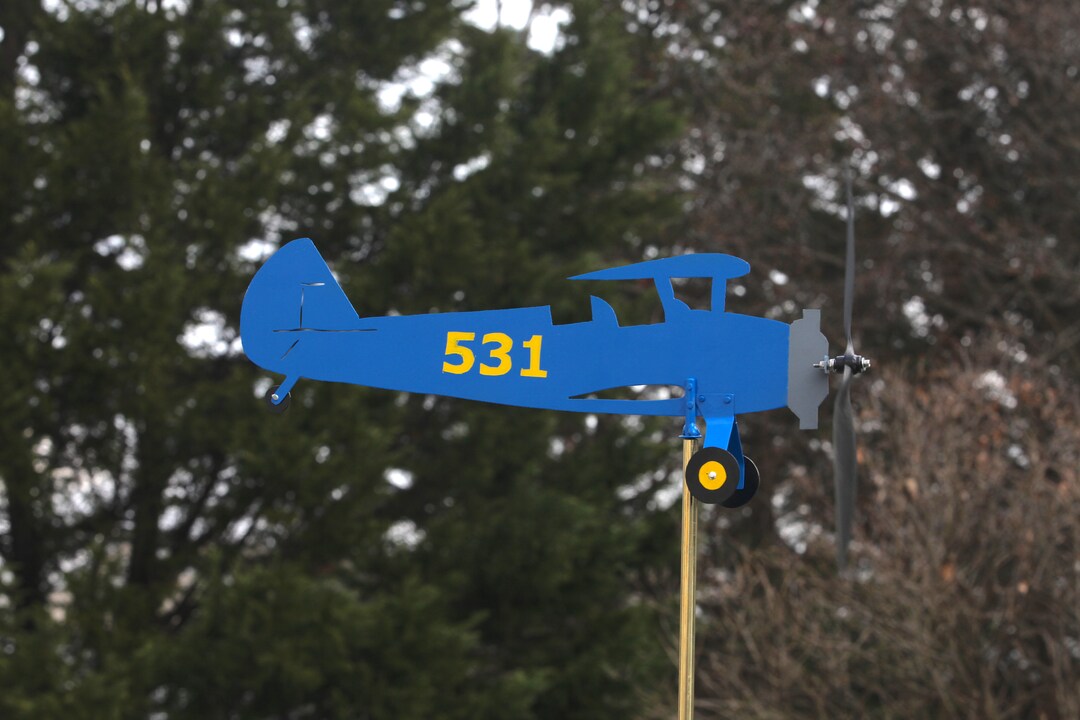 Boeing Stearman Biplane Whirligig, Weathervane, Aluminum Windmill Yard ...
