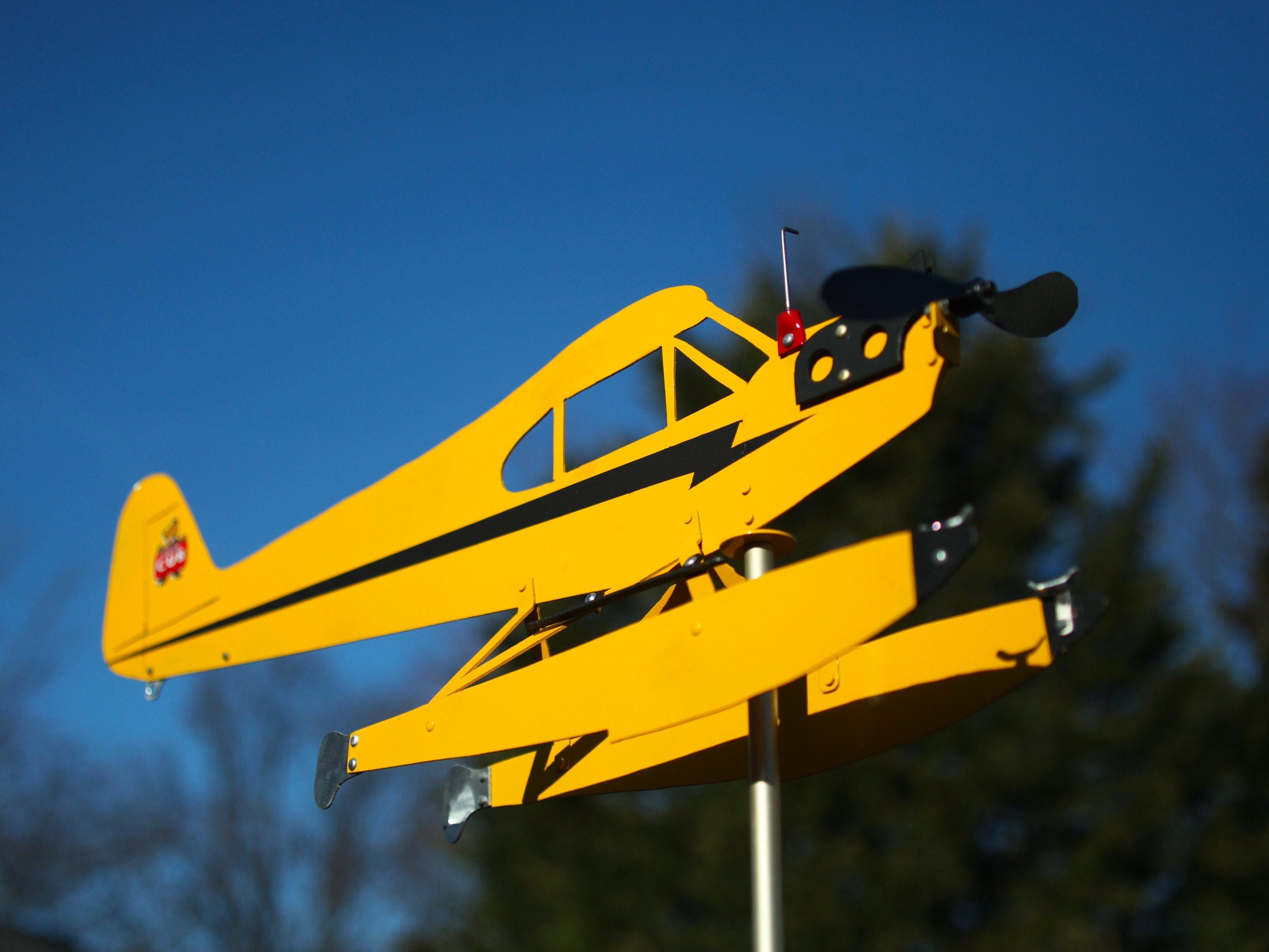 Piper J3 Cub Airplane on Floats, Weather Vane, Windmill, Whirligig ...