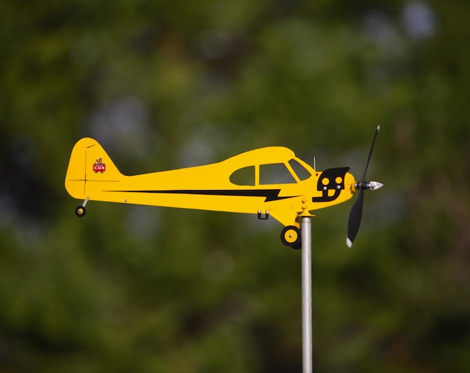 Piper J-3 Cub. 17" Airplane Weathervane, Windmill, Whirligig. Made Out ...