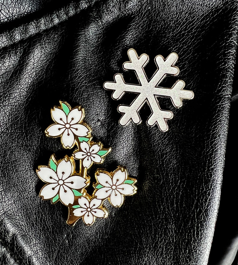 White Cherry Blossom Branch Brooch Hard Enamel Pin Badge, Cherry ...