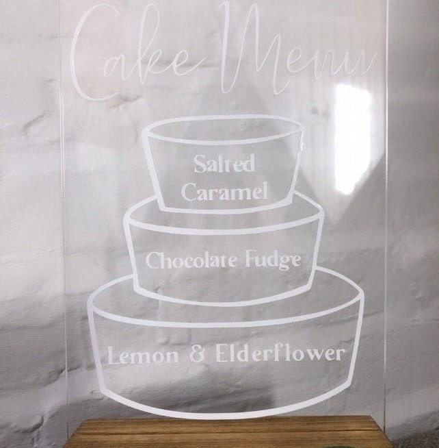 Acrylic A5 Cake Menu Sign - Etsy UK