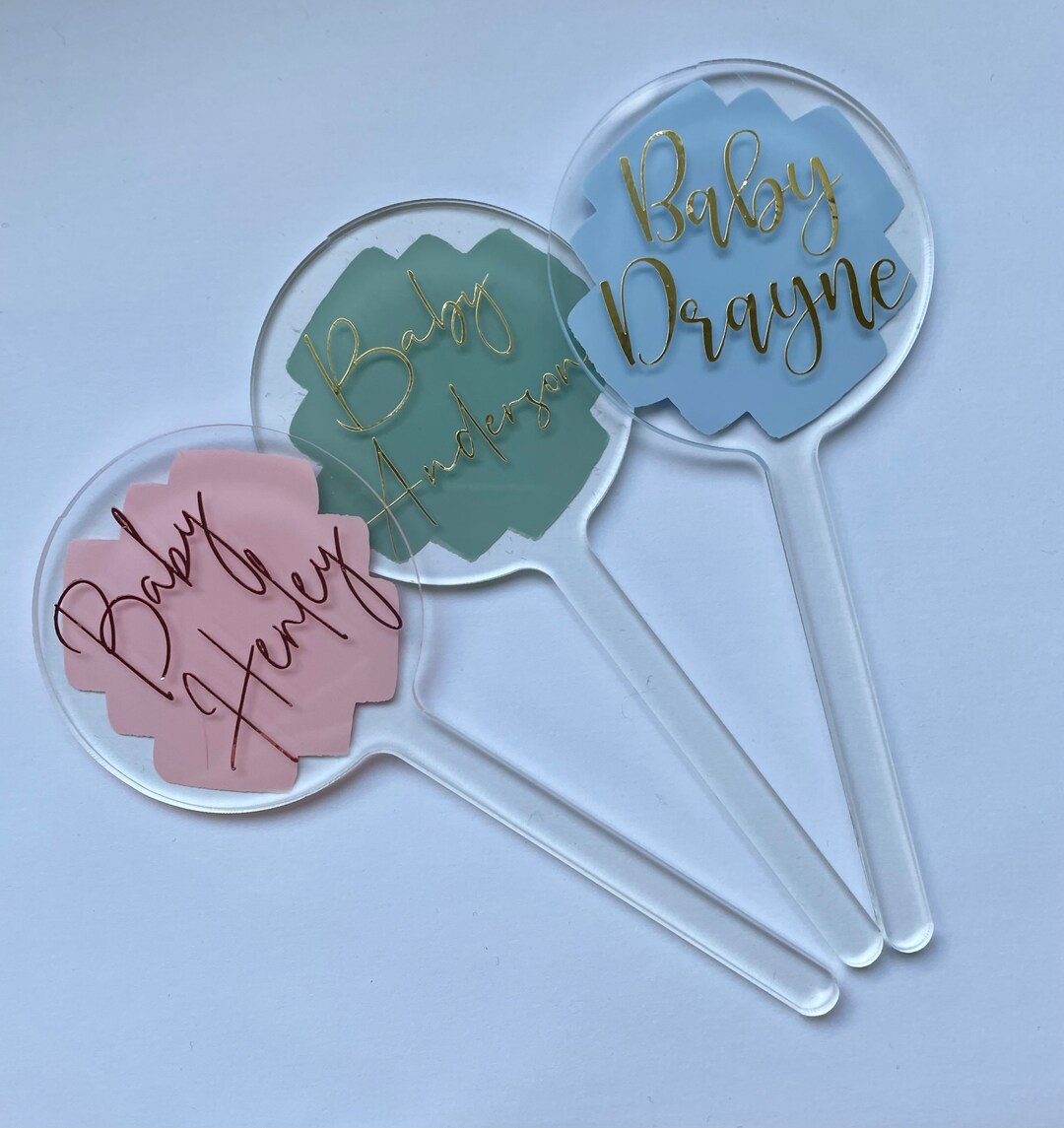 Mini Brushstroke Acrylic Cake Topper. - Etsy