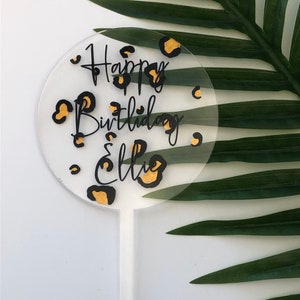 Leopard Print Personalised Acrylic Cake Topper - Etsy