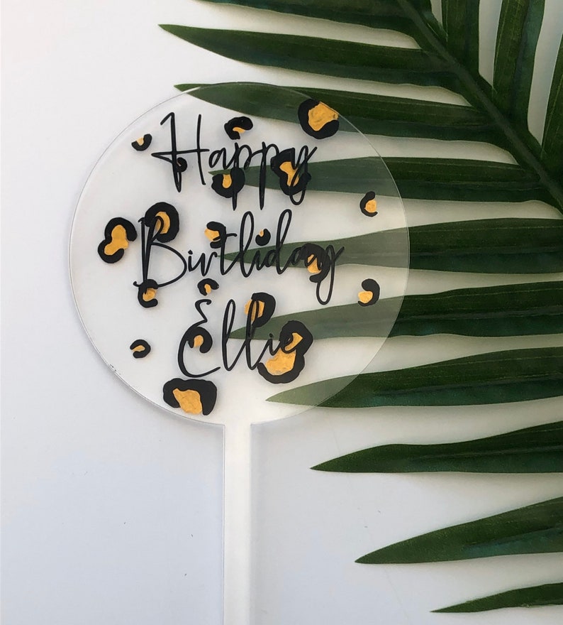 Leopard Print Personalised Acrylic Cake Topper | Etsy