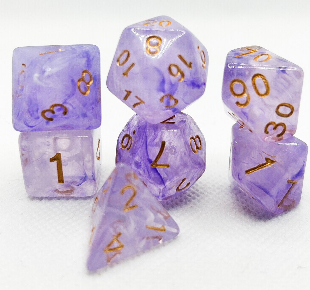 Purple Haze Dnd Dice Set, 7 Piece Acrylic Custom Dice Set RPG D&D ...