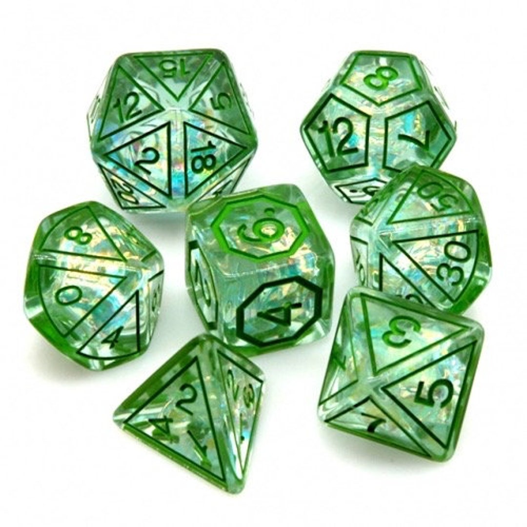 Sea Glass Dnd Dice Set, Custom Dice 7 Piece Translucent Set RPG D&D ...
