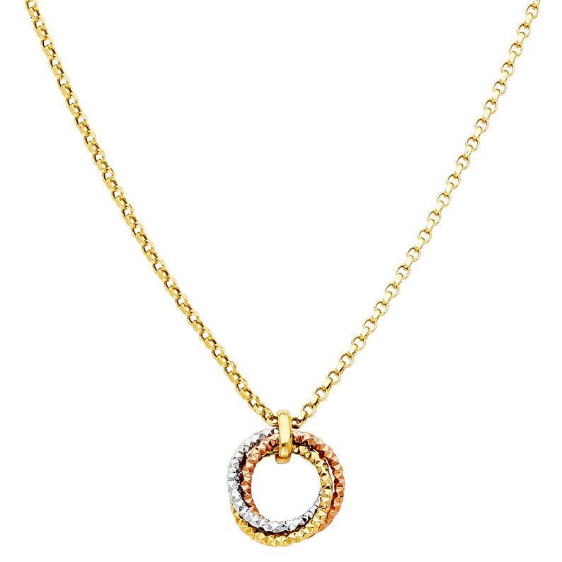 14KT Tri Color Gold Round Necklace - Etsy