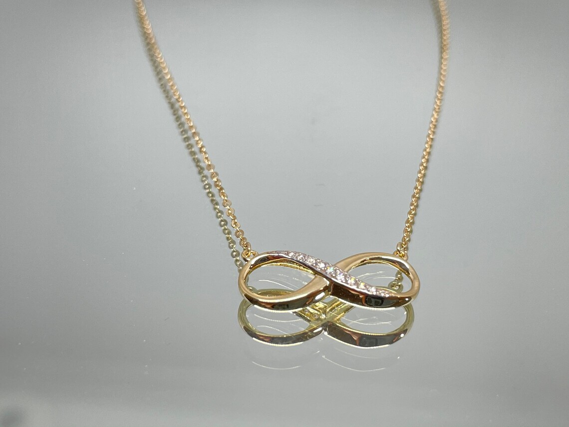 14K Gold Infinity Necklace Real Yellow Gold Charm Infinity - Etsy